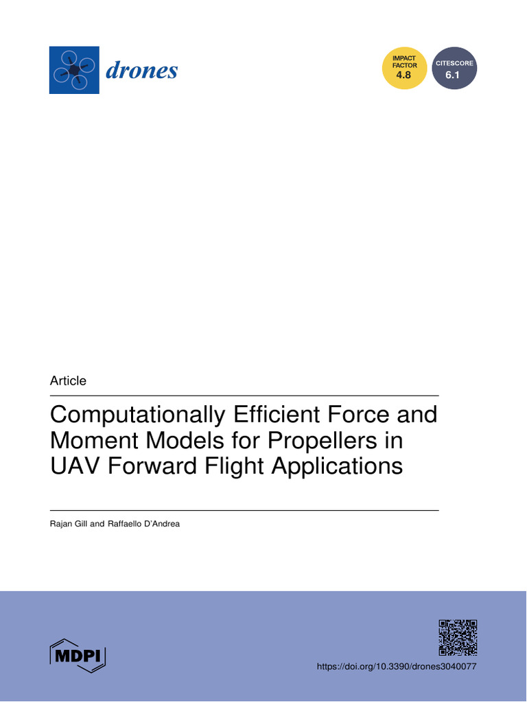 Computationally Efficient Force and Moment Models for Propellers | PDF | Thrust | Quadcopter