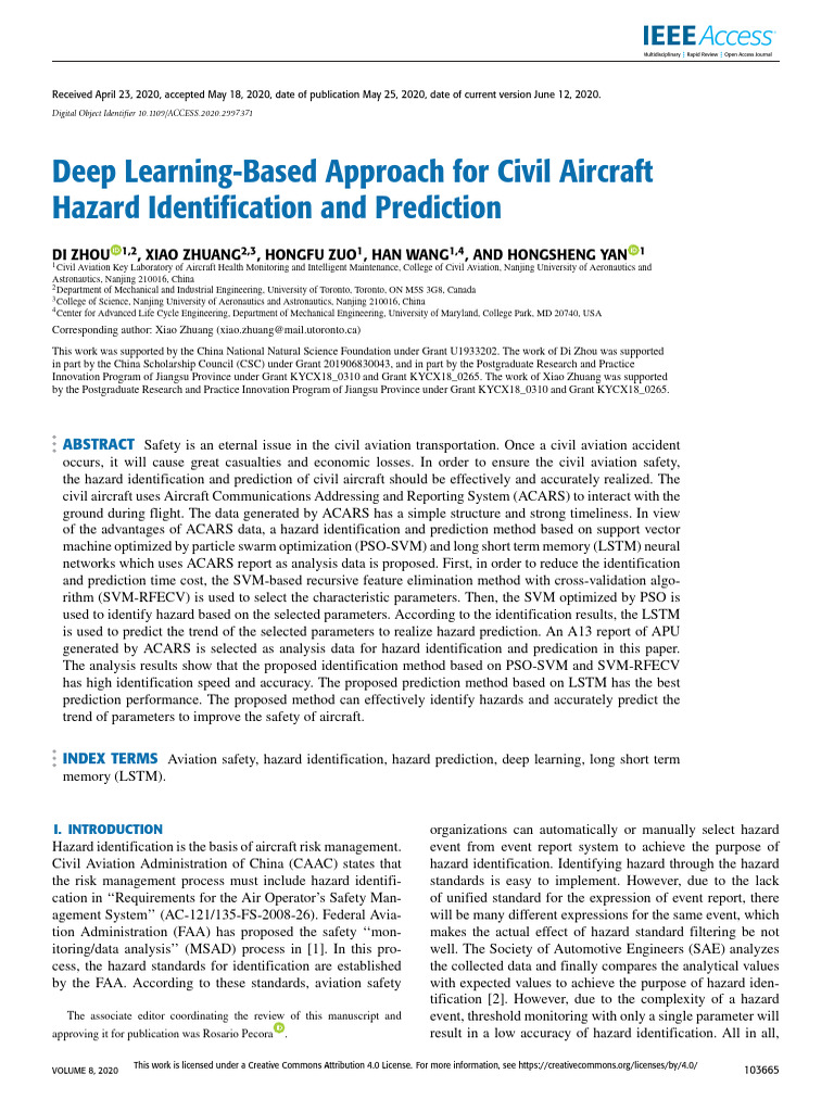 Deep Learning Based Approach For Civil Aircraft Hazard Identification | PDF | Support Vector ...