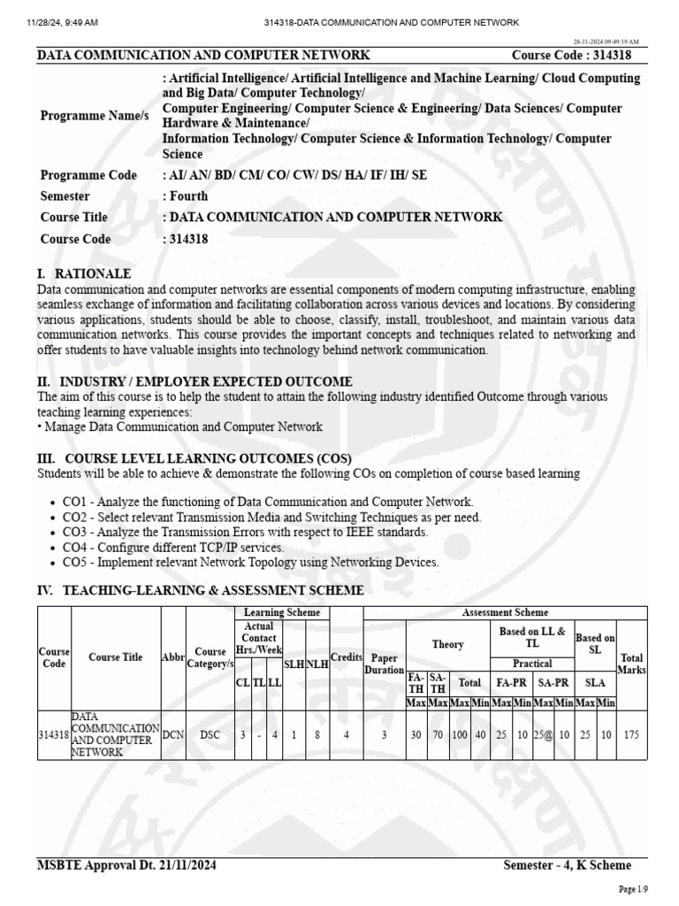 DCN Course Overview and Syllabus | PDF | Computer Network | Error ...