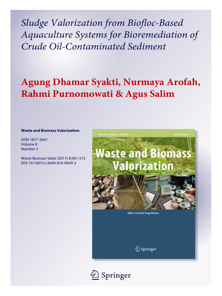 9 2017-ADS-WAVE Sludge Valorization From Biofloc-Based | PDF | Alkane | Oil Spill