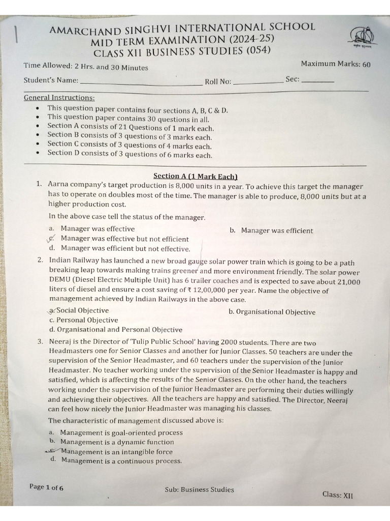 BST Question Paper | PDF