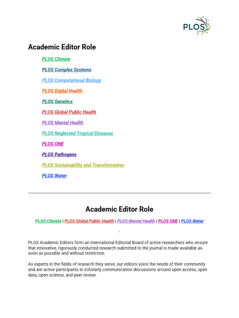 EditorResources_AERole | PDF | Plos | Plos One