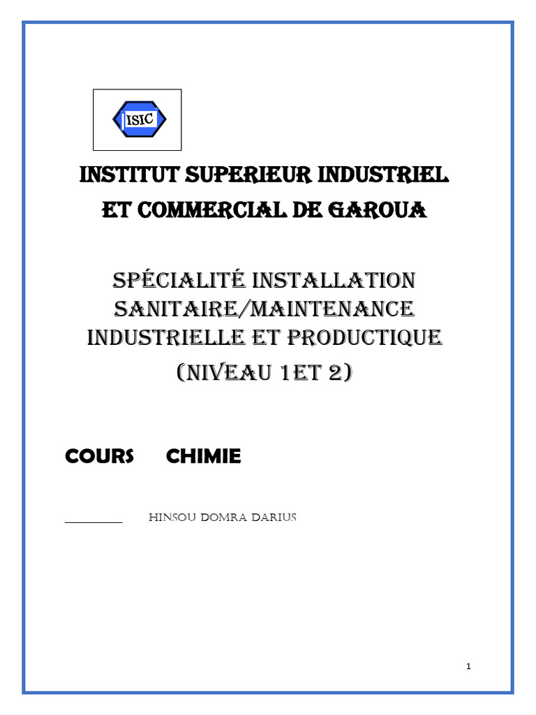 Support de Cours Chimie MIP-Is | PDF | Atomes | Électron