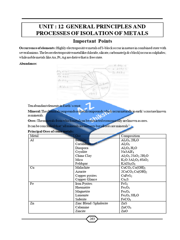 General Principles and Processes of Isolation of Metals | PDF | Iron | Ore