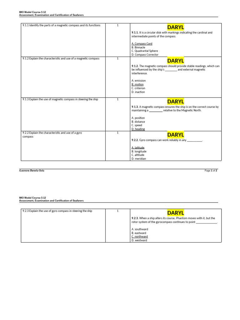Exercise 7.3 NW Writing MCQ DARYL | PDF | Compass | Navigation