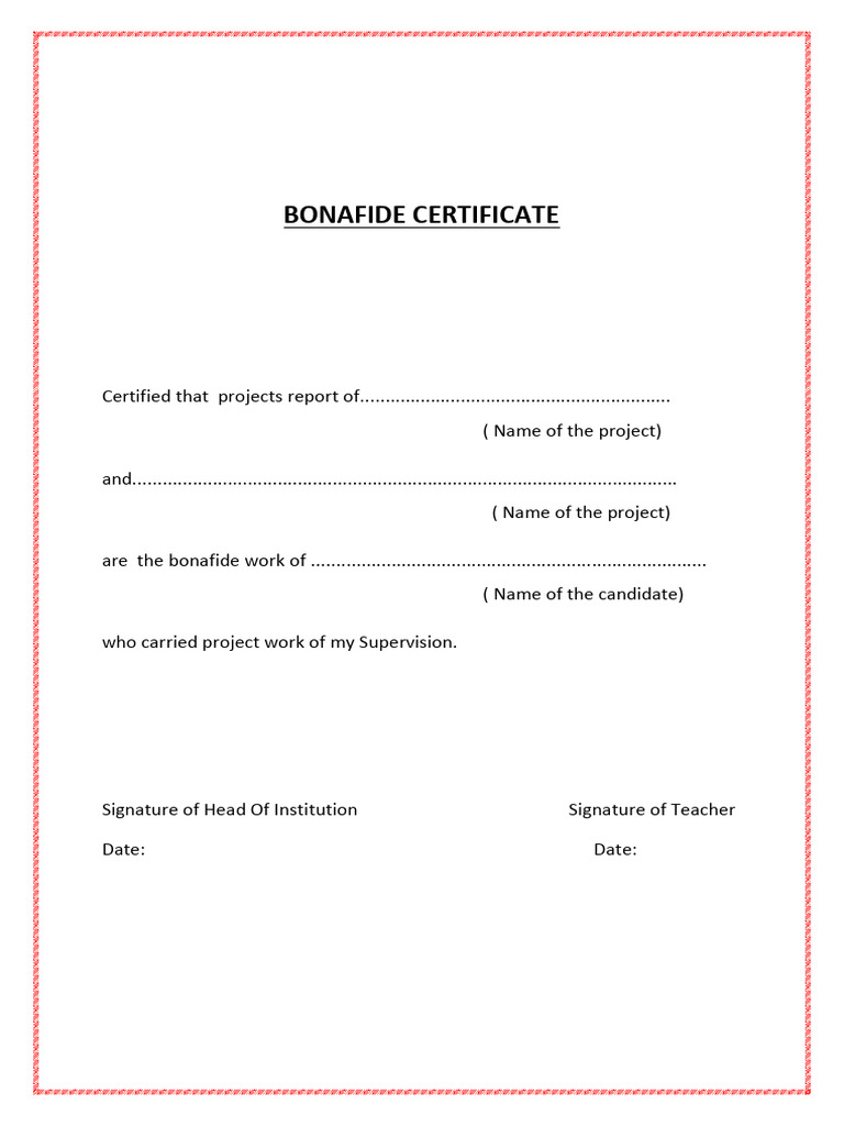 Bonafide Certificate | PDF