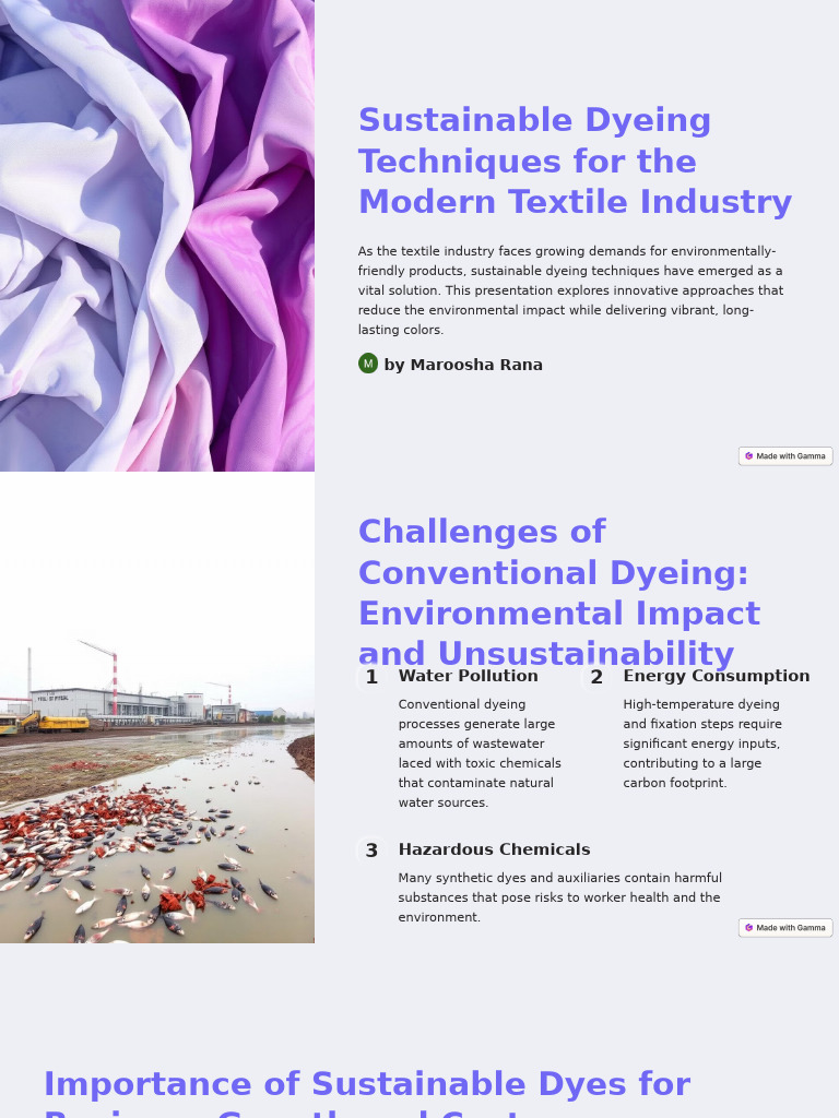 Sustainable Dyeing Techniques Overview | PDF | Dyeing | Dye