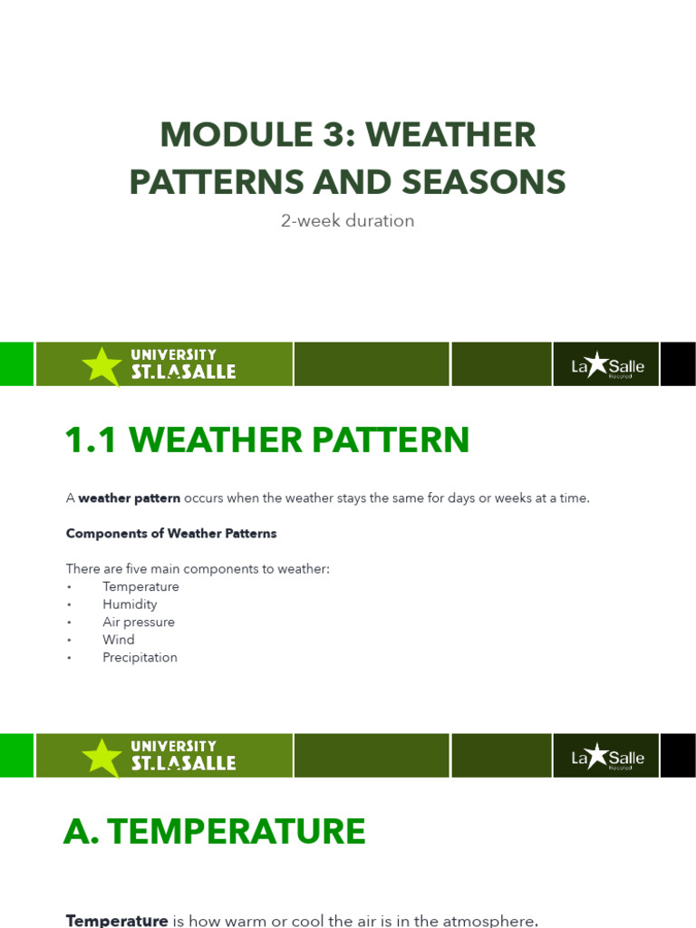 Module 3 Weather Patterns - Handouts | PDF | Winter | Summer