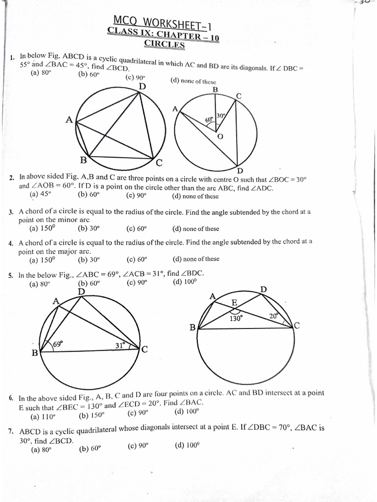 Worksheet Class Ix Circle.1698667414 | PDF