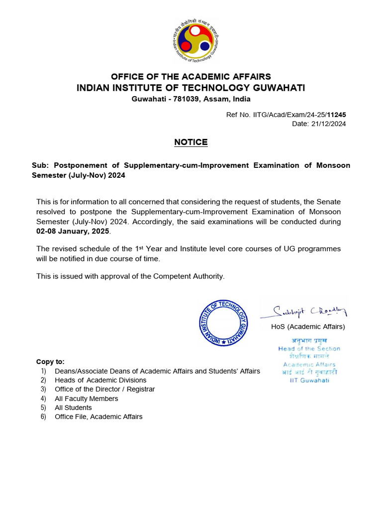 Notice Postponement Supplementary July 2024 | PDF