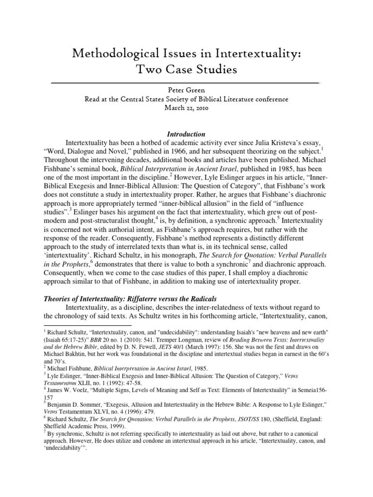 Intertextuality in Biblical Studies Explained | PDF | Intertextuality ...