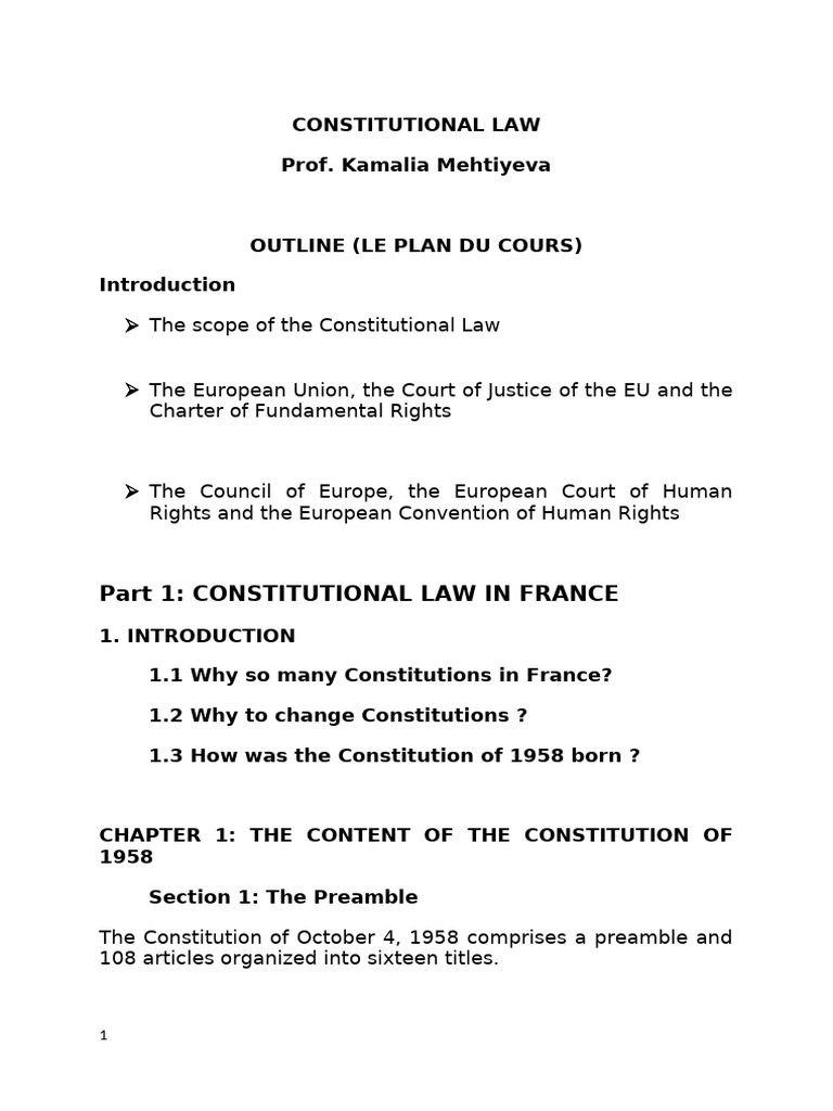 CONSTITUTIONAL LAW Outline Part 1 | PDF | Constitution | Human Rights
