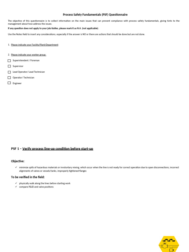 PSF_Questionnaire_EN | PDF | Leak | Valve