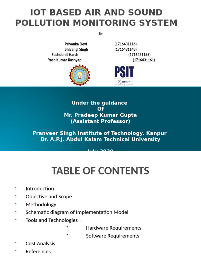Iot Based Air and Sound Pollution Monitoring System | PDF | Sensor ...