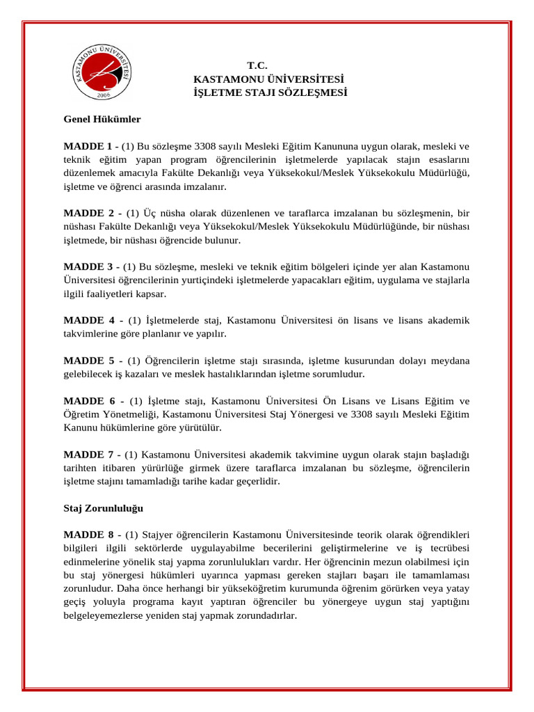 STAJ-SOZLESMESI-2 | PDF