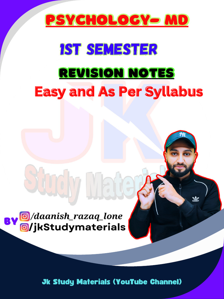 Psychology MD Notes 1st Semester | PDF | Id | Self Actualization