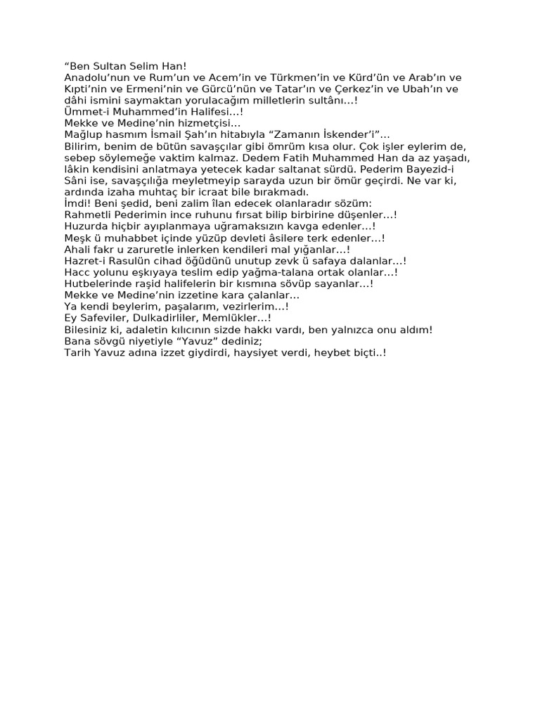 Ben Sultan Selim Han | PDF