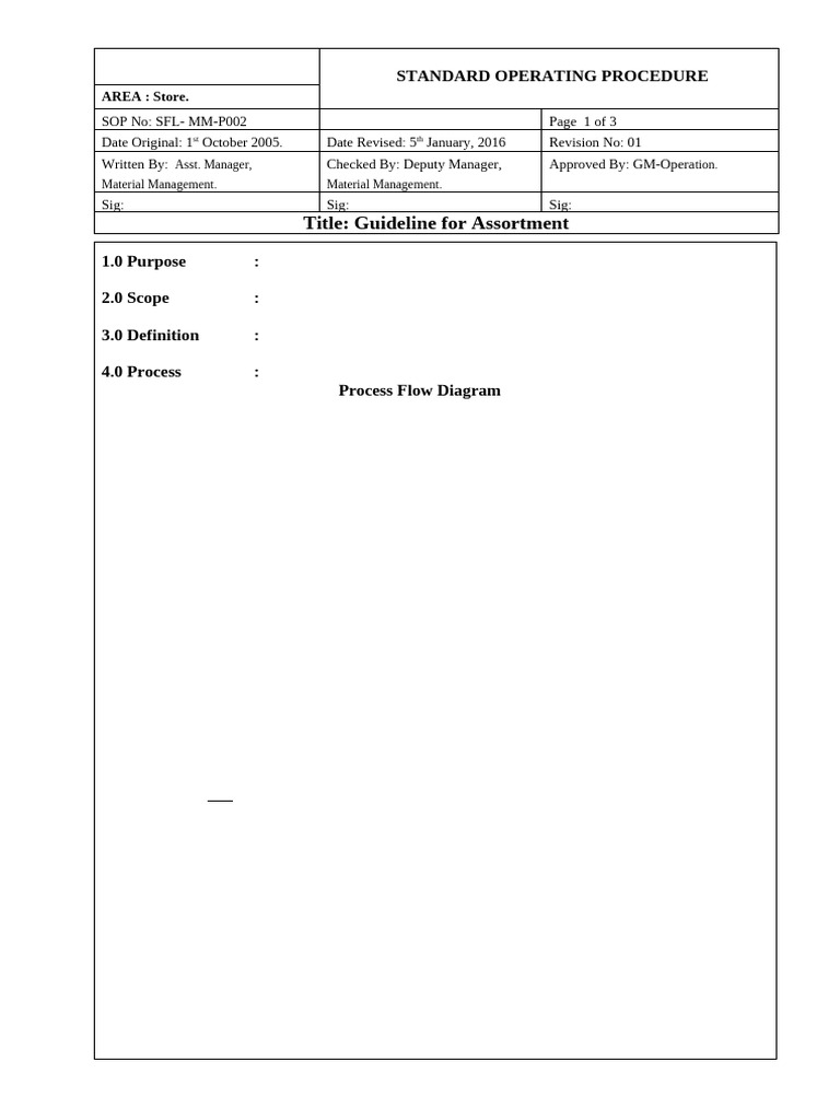 Sop Format For Warehouse | PDF