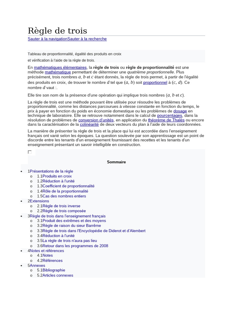 Règle de trois wiki | PDF | Mathématiques