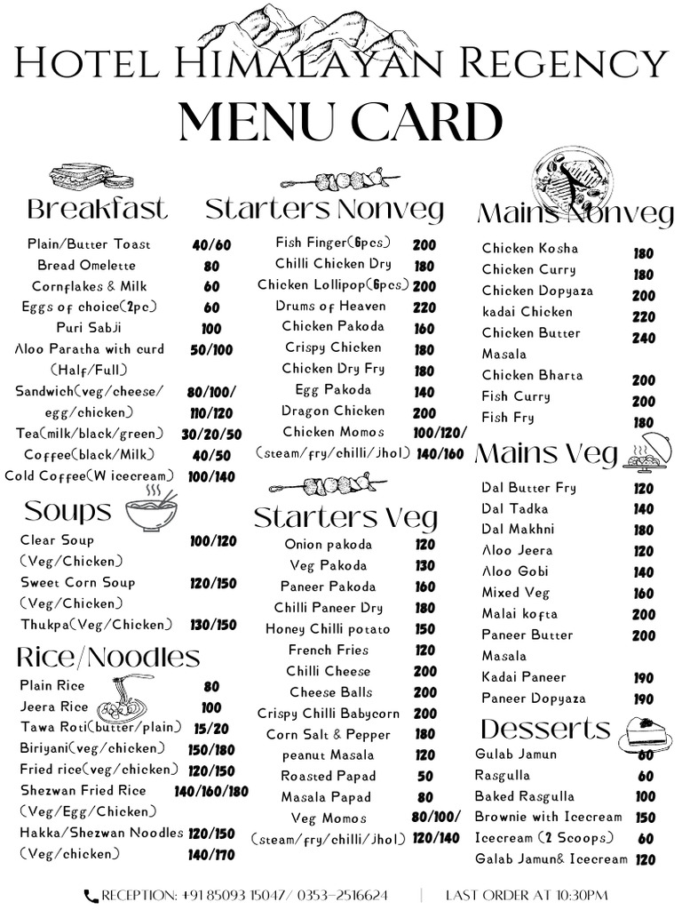 menu card.pdf | PDF | Food And Drink Preparation | Foods