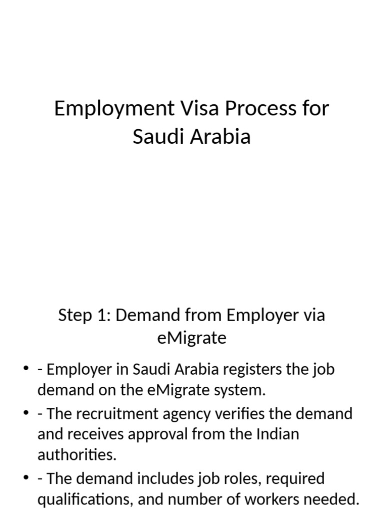 Saudi Arabia Employment Visa Steps | PDF