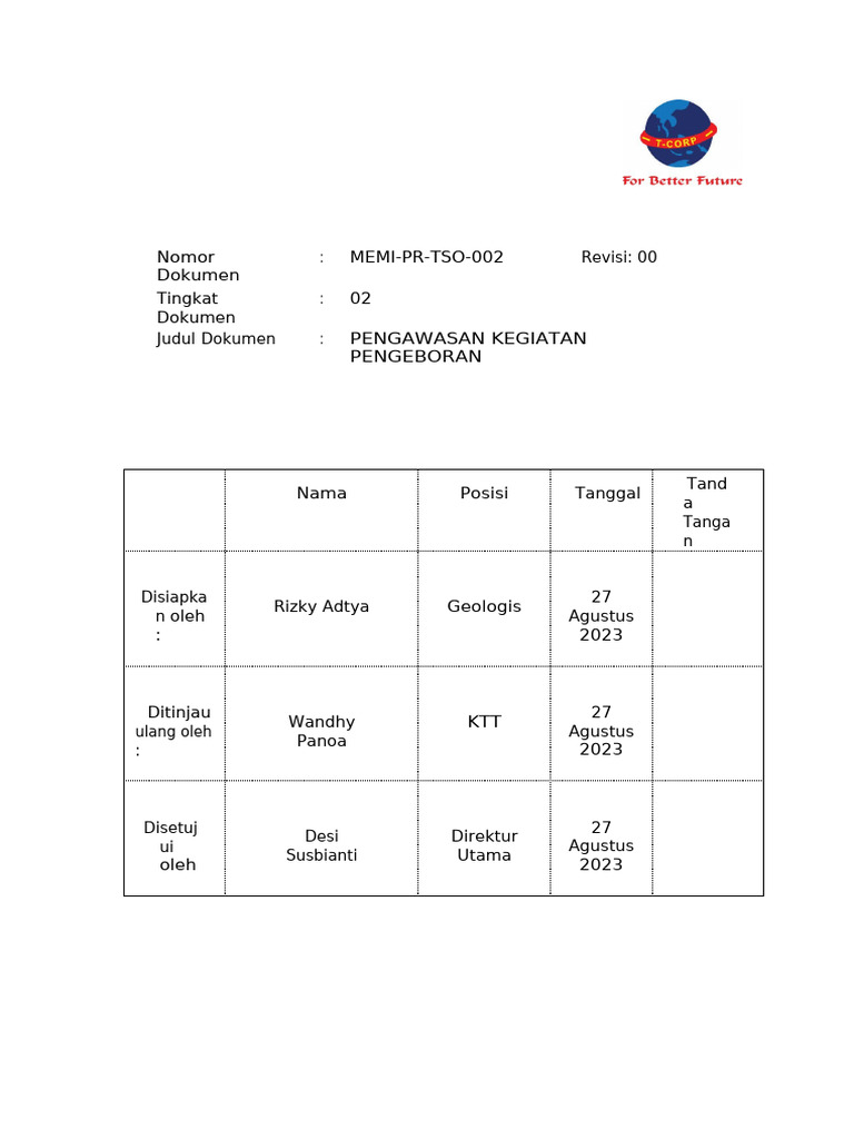 TB-IK-EKS-18-12 Pengawasan Kegiatan Pengeboran Rev 00 | PDF
