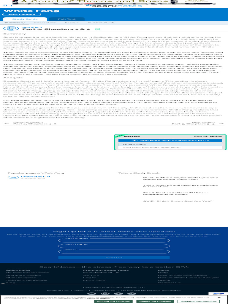 White Fang Part 5, Chapters 1 & 2 Summary & Analysis SparkNotes | PDF ...