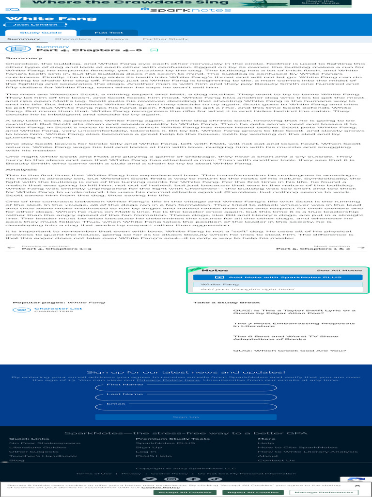 White Fang Part 4, Chapters 4-6 Summary & Analysis SparkNotes | PDF ...