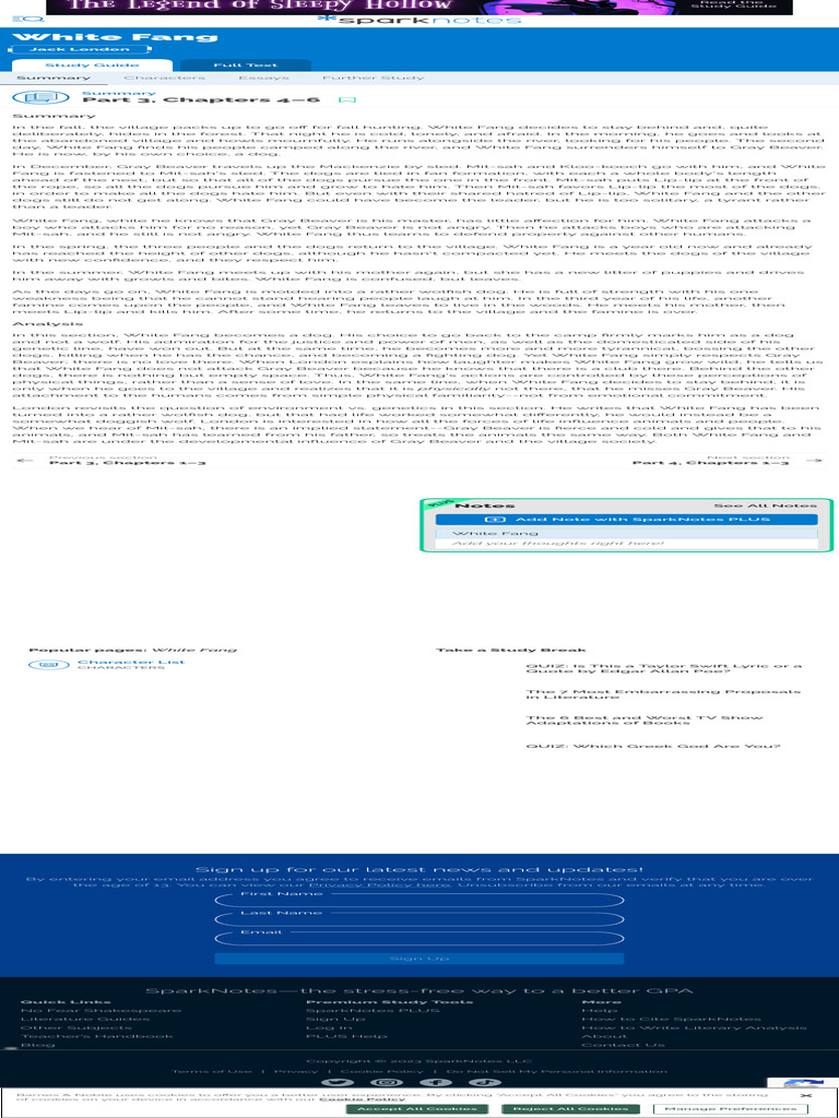 White Fang Part 3, Chapters 4-6 Summary & Analysis SparkNotes | PDF ...