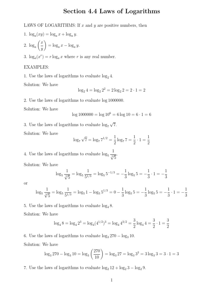 Laws of Logarithms | PDF | Functions And Mappings | Mathematical Relations