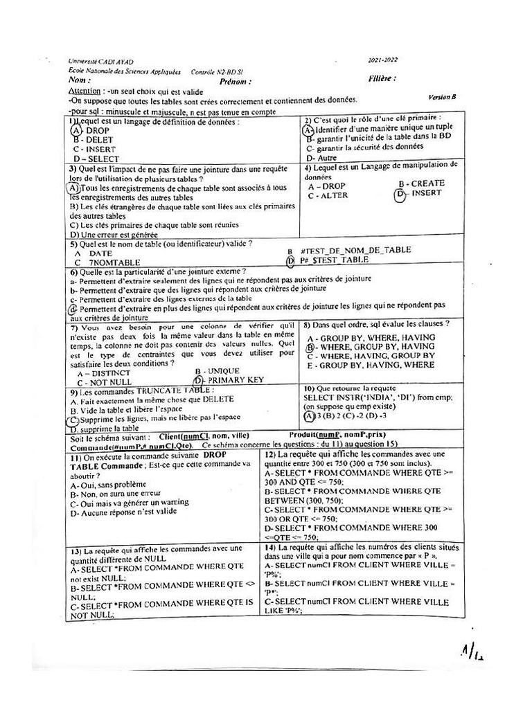 Exam 2021-2022 | PDF