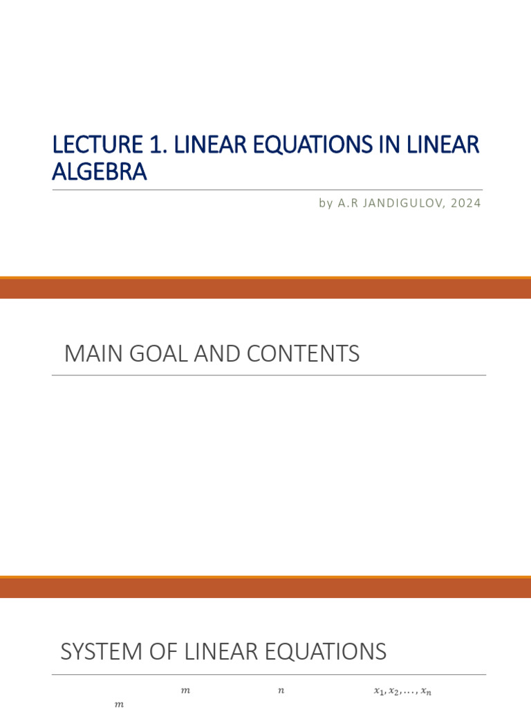Lecture 1 Pdf Matrix Mathematics System Of Linear Equations