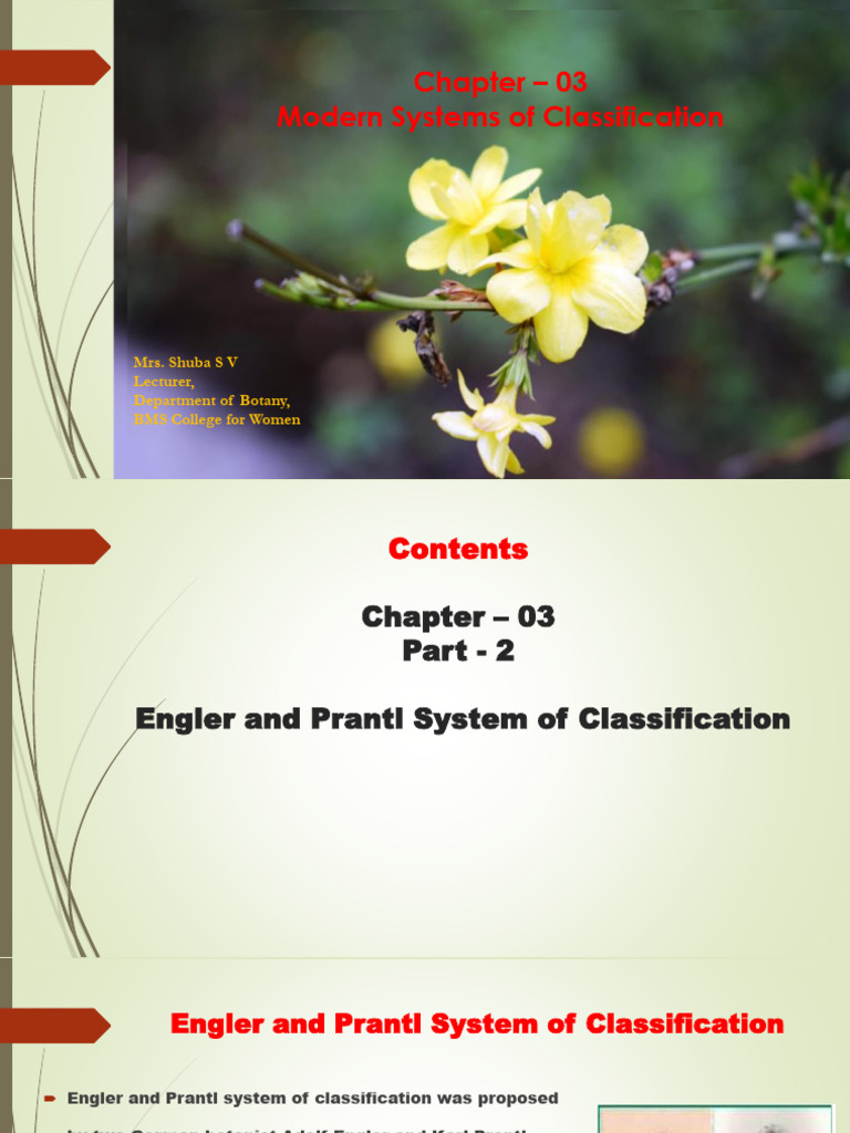 Botany - Chapter-3 - Modern Systems of Classification (Part-II Engler ...
