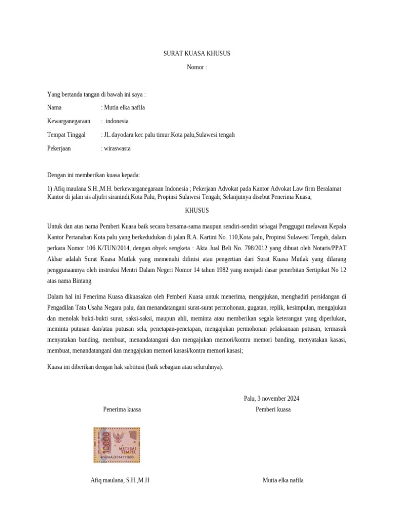 Mutia Surat Kuasa 2 | PDF