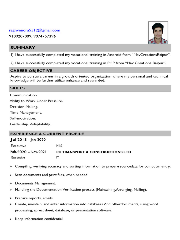 Raghvendra Verma Cv | PDF | Image Scanner | Databases