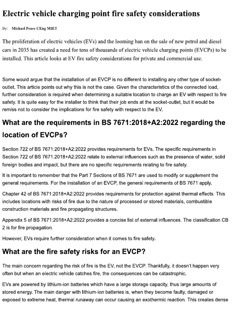 EV Charging Fire Safety | PDF
