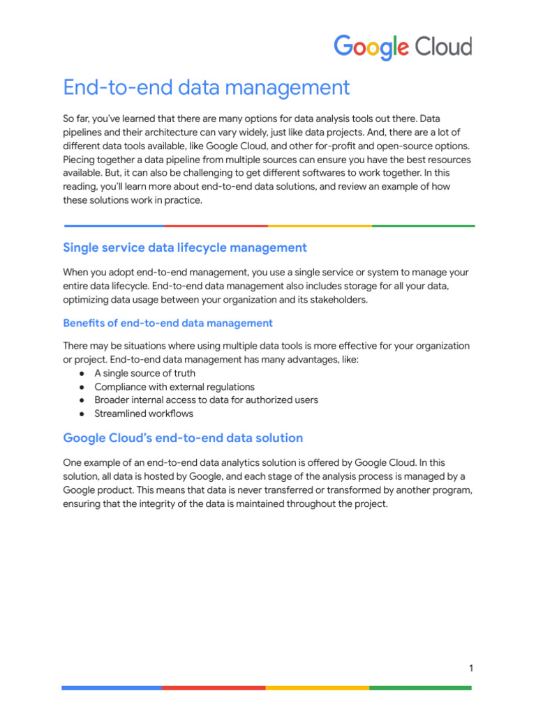 End-to-End Data Management Solutions | PDF | Cloud Computing | Data