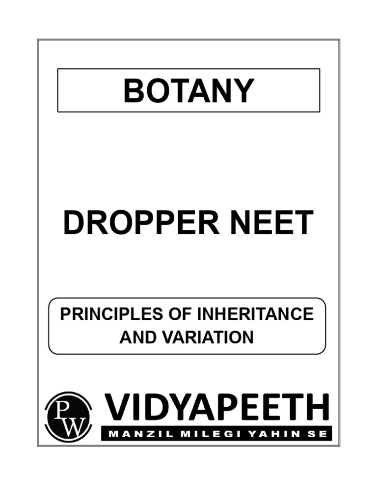 Principles of Inheritance & Variation - DPPs | PDF | Dominance (Genetics) | Zygosity