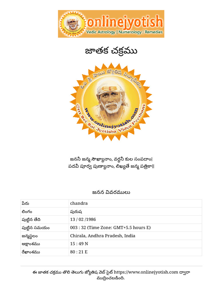 Chandra Telugu Jatakam | PDF