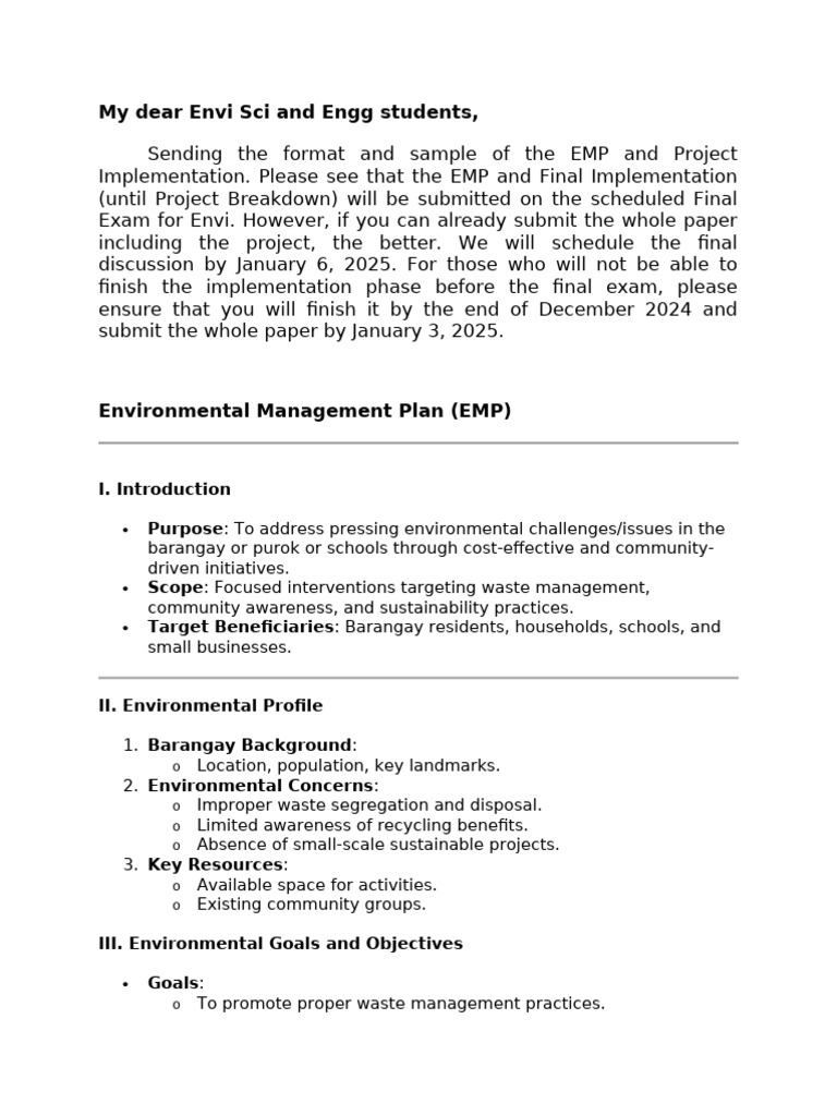 Environmental Management Plan Guide | PDF | Waste | Recycling