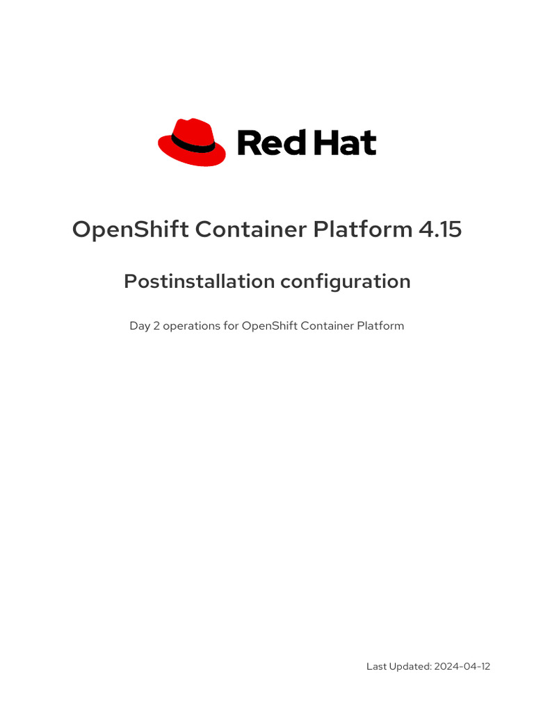 Openshift - Container - Platform 4.15 Postinstallation - Configuration en Us | PDF | Computer ...