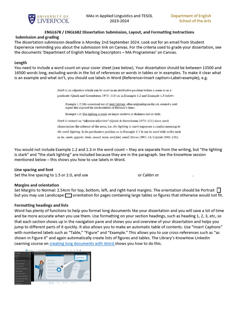ENGL678-ENGL682 Dissertation Submission, Layout, and ...