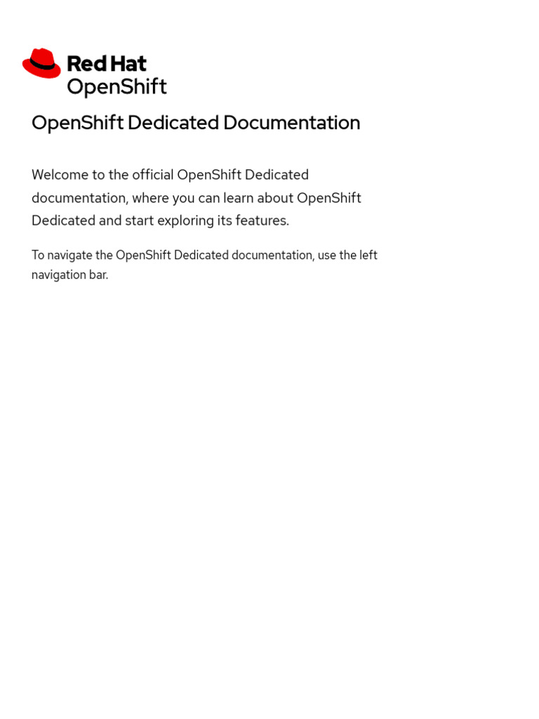 Welcome - About - OpenShift Dedicated | PDF