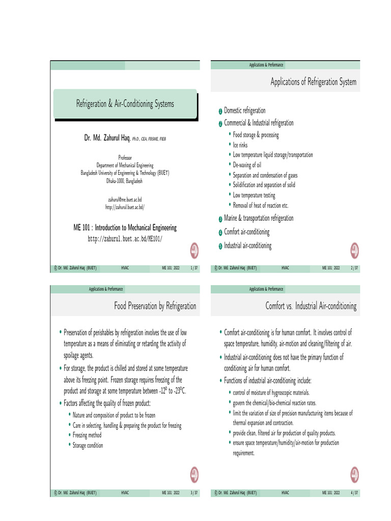 ME101 Refrigeration AirConditioning | PDF | Refrigeration | Air Conditioning