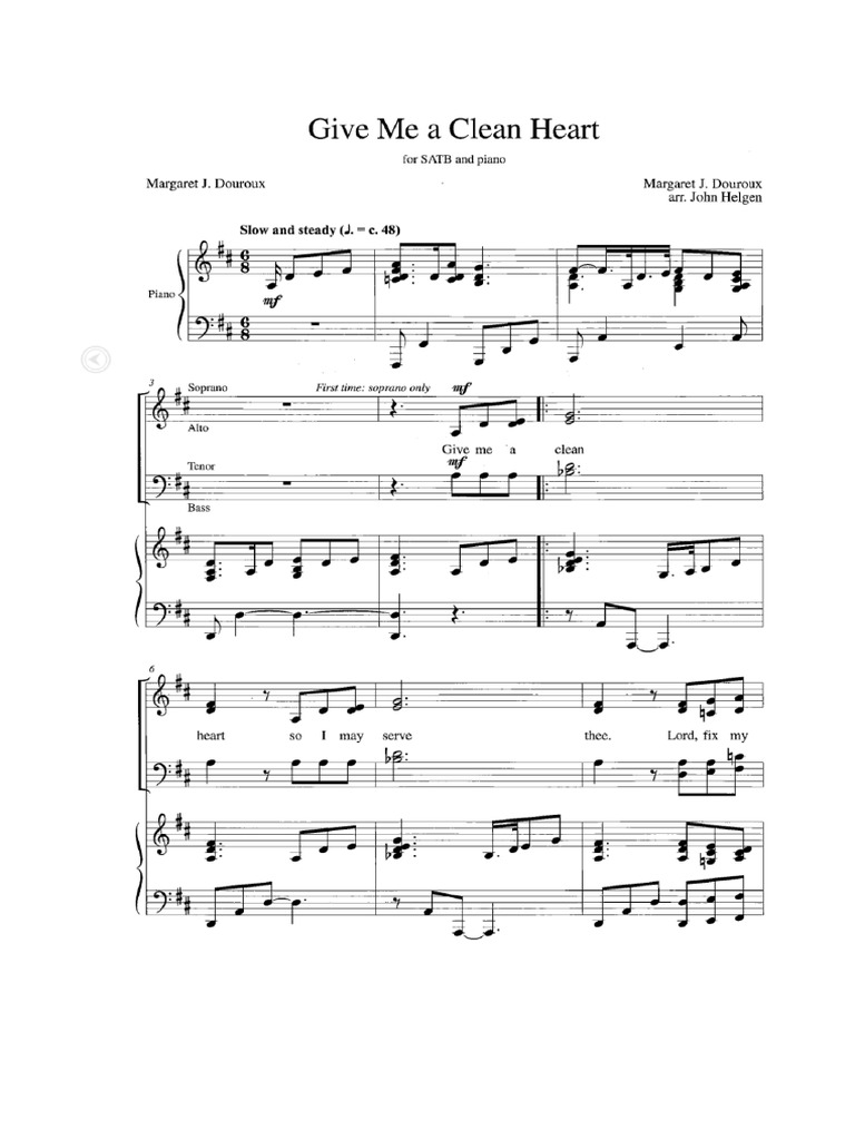 Give Me A Clean Heart - Pianoforte | PDF