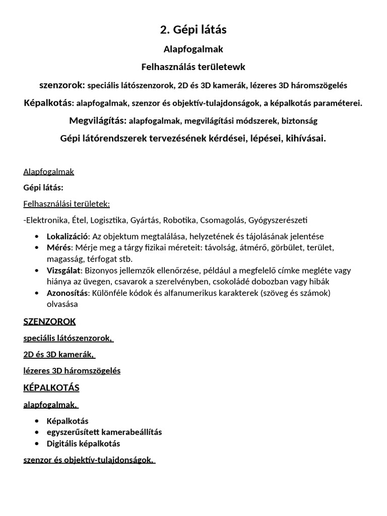 Gépi Látás | PDF