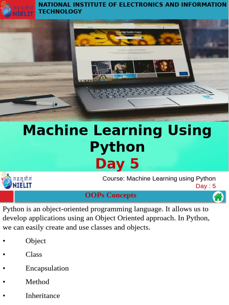 Machine Learning Day 5 Ppt Pdf Class Computer Programming Object Oriented Programming