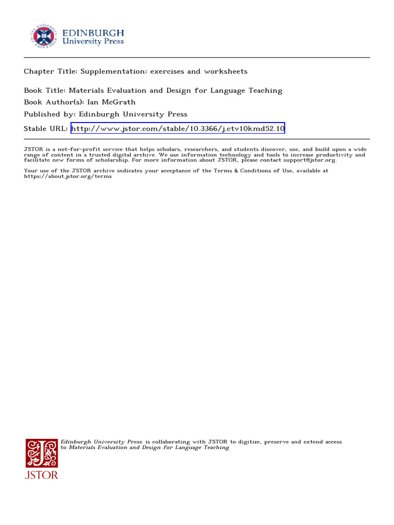 Chapter 5 Supplementation Exercises and Worksheets | PDF | Learning | Fluency