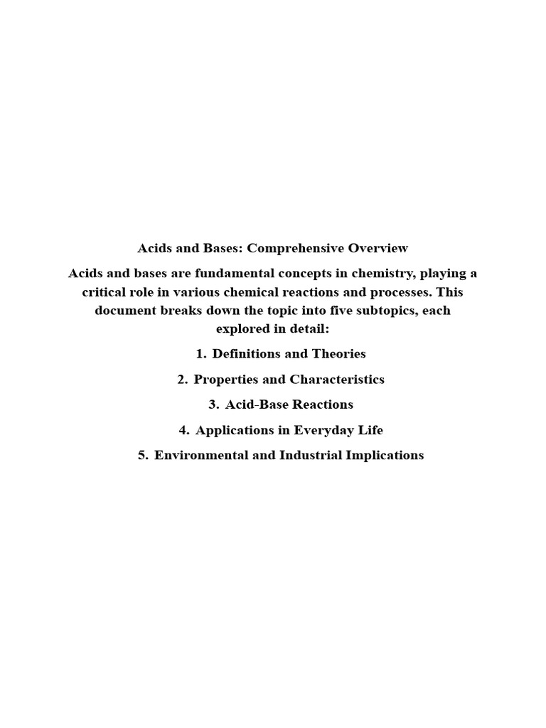 Acids and Bases- A comprehensive Overview | PDF | Acid | Chemistry