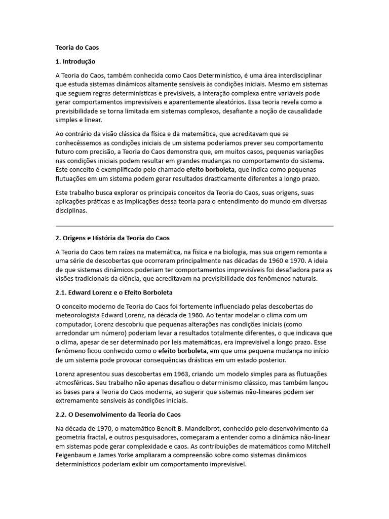 Teoria Do Caos | PDF | Teoria do Caos | Matemática